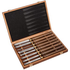 imotechom 8-pieces hss wood turning tools lathe chisel set with wooden box