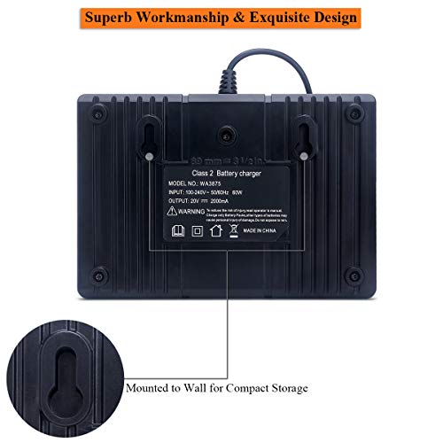 Lasica Replacement for Worx Battery 20V WA3875 Dual Fast Charger Compatible with Worx 18/20 Volt Max Lithium PowerShare Batteries WA3578 WA3525 WA3520 WA3575 WA3512 Charger WA3742 WA3770 WA3881