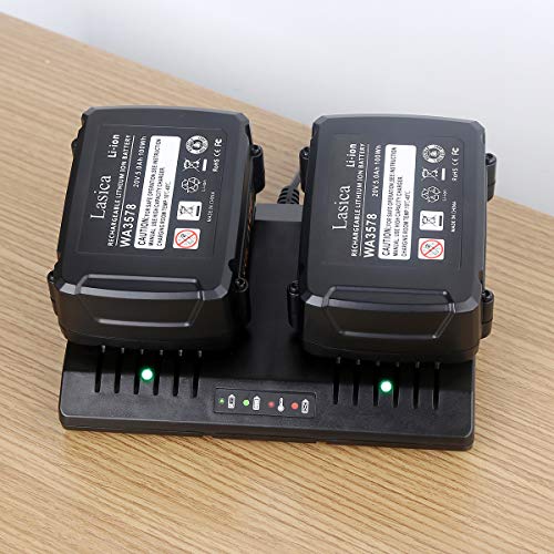 Lasica Replacement for Worx Battery 20V WA3875 Dual Fast Charger Compatible with Worx 18/20 Volt Max Lithium PowerShare Batteries WA3578 WA3525 WA3520 WA3575 WA3512 Charger WA3742 WA3770 WA3881