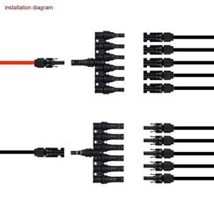 JJDD Carkio T Branch Connector,1 Pair Male Female 1 to 6 Solar Panel Cable Connectors Photovoltaic Connectors Adapter Compatible with Solar Panels -2 Pack