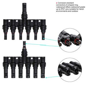 JJDD Carkio T Branch Connector,1 Pair Male Female 1 to 6 Solar Panel Cable Connectors Photovoltaic Connectors Adapter Compatible with Solar Panels -2 Pack