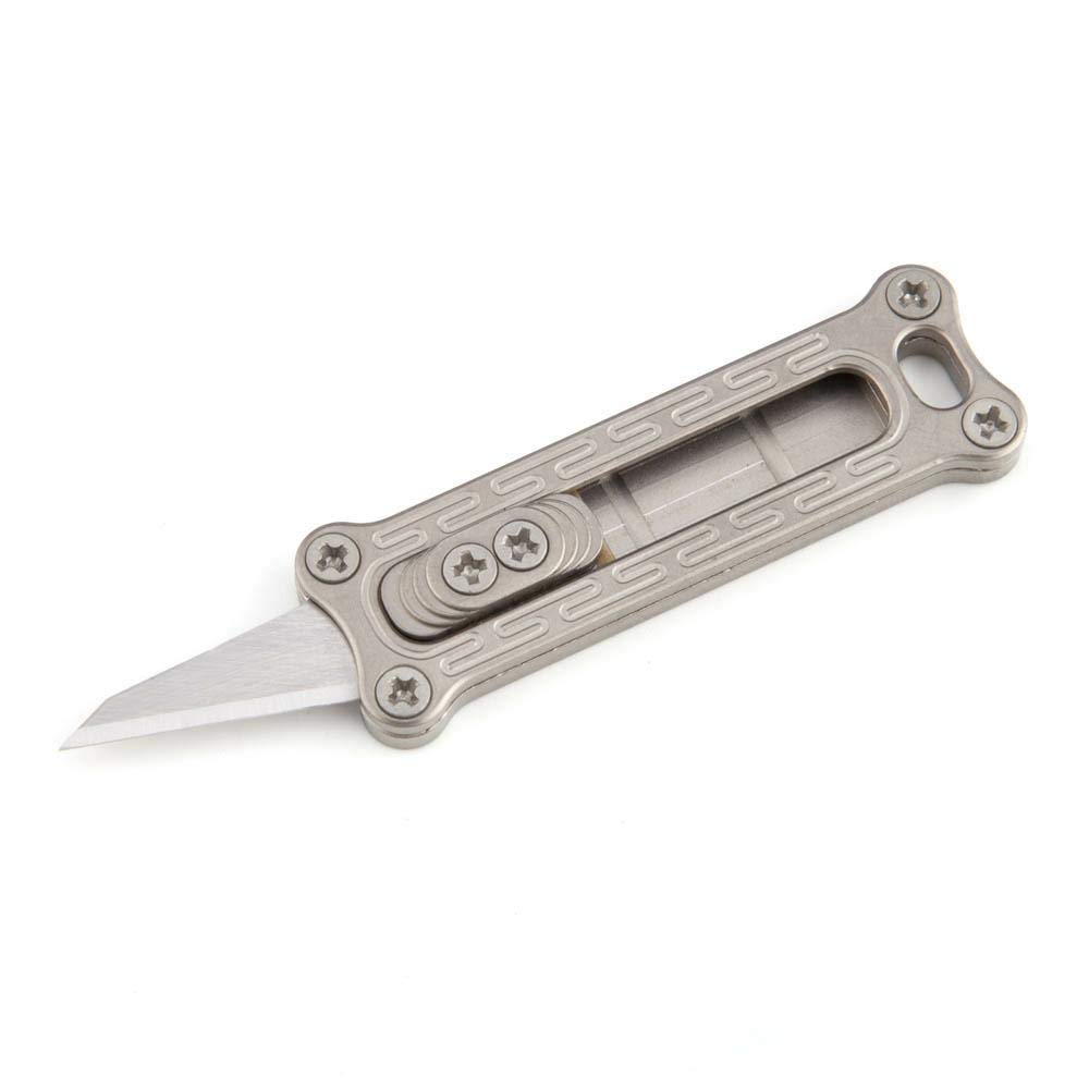 ILEAF Titanium Alloy daily Mini Pocket Utility Knife with Replaceable Blades, Ultra Compact and Lightweight