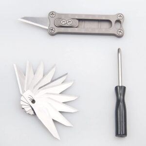 ILEAF Titanium Alloy daily Mini Pocket Utility Knife with Replaceable Blades, Ultra Compact and Lightweight