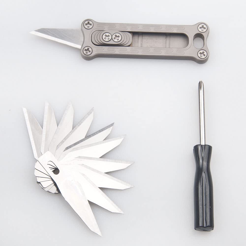 ILEAF Titanium Alloy daily Mini Pocket Utility Knife with Replaceable Blades, Ultra Compact and Lightweight