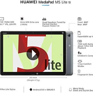 Huawei MediaPad M5 lite - 10.1 inch - WiFi Only - 3GB+32GB Quad Harman Kardon-Tuned Speakers- Space Gray