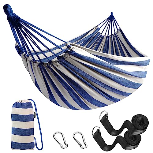 Anyoo Garden Cotton Hammock Comfortable Fabric Hammock with Tree Straps for Hanging Durable Hammock Up to 660lbs Portable Hammock with Travel Bag,Perfect for Camping Outdoor/Indoor Patio Backyard