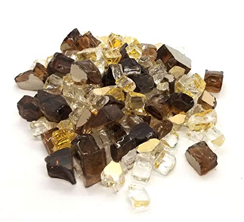 Vivid Premium 1/2" Gold, Amber Blend - (10 Pounds) Reflective Fire Glass for Fireplace and Fire Pit (Desert Sun)