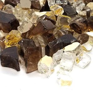 vivid premium 1/2" gold, amber blend - (10 pounds) reflective fire glass for fireplace and fire pit (desert sun)