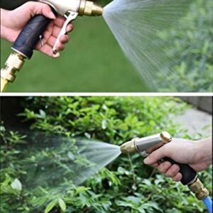 ESOW Garden Hose Nozzle 100% Heavy Duty Metal, Full Brass Nozzle & ABS Non-slip Ergonomic Grip, 4 Watering Patterns, High Pressure Metal Spray Gun for Watering Plants, Car Wash and Showering Dog