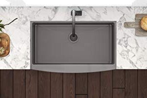 Ruvati Gunmetal Black Matte Stainless Steel 33-inch Apron-Front Farmhouse Kitchen Sink - Single Bowl - RVH9733BL