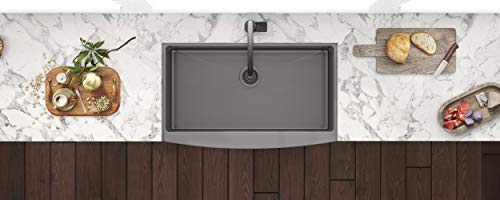 Ruvati Gunmetal Black Matte Stainless Steel 33-inch Apron-Front Farmhouse Kitchen Sink - Single Bowl - RVH9733BL