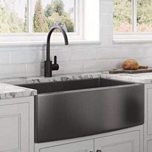 Ruvati Gunmetal Black Matte Stainless Steel 33-inch Apron-Front Farmhouse Kitchen Sink - Single Bowl - RVH9733BL