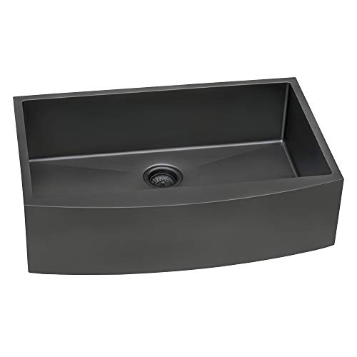 Ruvati Gunmetal Black Matte Stainless Steel 33-inch Apron-Front Farmhouse Kitchen Sink - Single Bowl - RVH9733BL