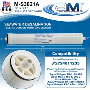 APPLIED MEMBRANES INC. 3" x 21" Seawater Desalination Reverse Osmosis Membrane | for Sea Recovery Watermaker Systems | Replaces 2724011233