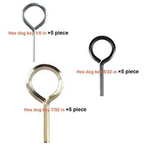 Joneaz Hex Dogging Key 1/8 inch 5/32 inch and 7/32 inch for Push Bar Panic Exit Device,Metal Dog Keys Kit 15-Piece, 3 Size