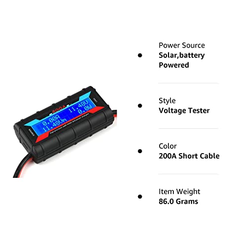 200A High Precision Power Analyzer Watt Meter Battery Consumption Performance Monitor with LCD Backlight for RC, Battery, Solar, Wind Power…