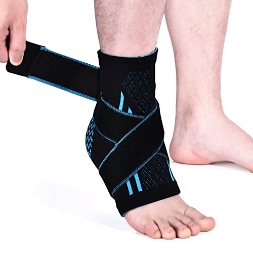 U-pick Ankle Brace for Plantar Fasciitis Support, Compression Sock Adjustable Strap for Heel Spur Achilles Tendonitis & Perineal Tendonitis & Sprained Ankle, Heel Pain Relief (Single/Black)