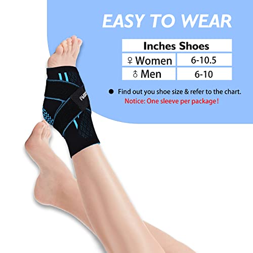 U-pick Ankle Brace for Plantar Fasciitis Support, Compression Sock Adjustable Strap for Heel Spur Achilles Tendonitis & Perineal Tendonitis & Sprained Ankle, Heel Pain Relief (Single/Black)