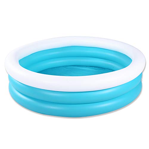 Inflatable Kiddie Pool, 60"x16" Thick Guardrail Swimming Pool for Kids, Blue & White Blow Up Pool for Kids Indoor Party Games, Wading Pool for Outdoor Backyard