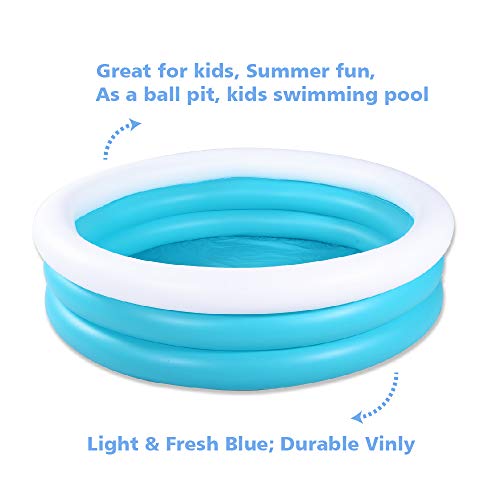 Inflatable Kiddie Pool, 60"x16" Thick Guardrail Swimming Pool for Kids, Blue & White Blow Up Pool for Kids Indoor Party Games, Wading Pool for Outdoor Backyard