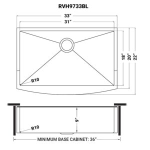 Ruvati Brass Tone 33-inch Apron-Front Farmhouse Kitchen Sink - Matte Gold Stainless Steel Single Bowl - RVH9733GG