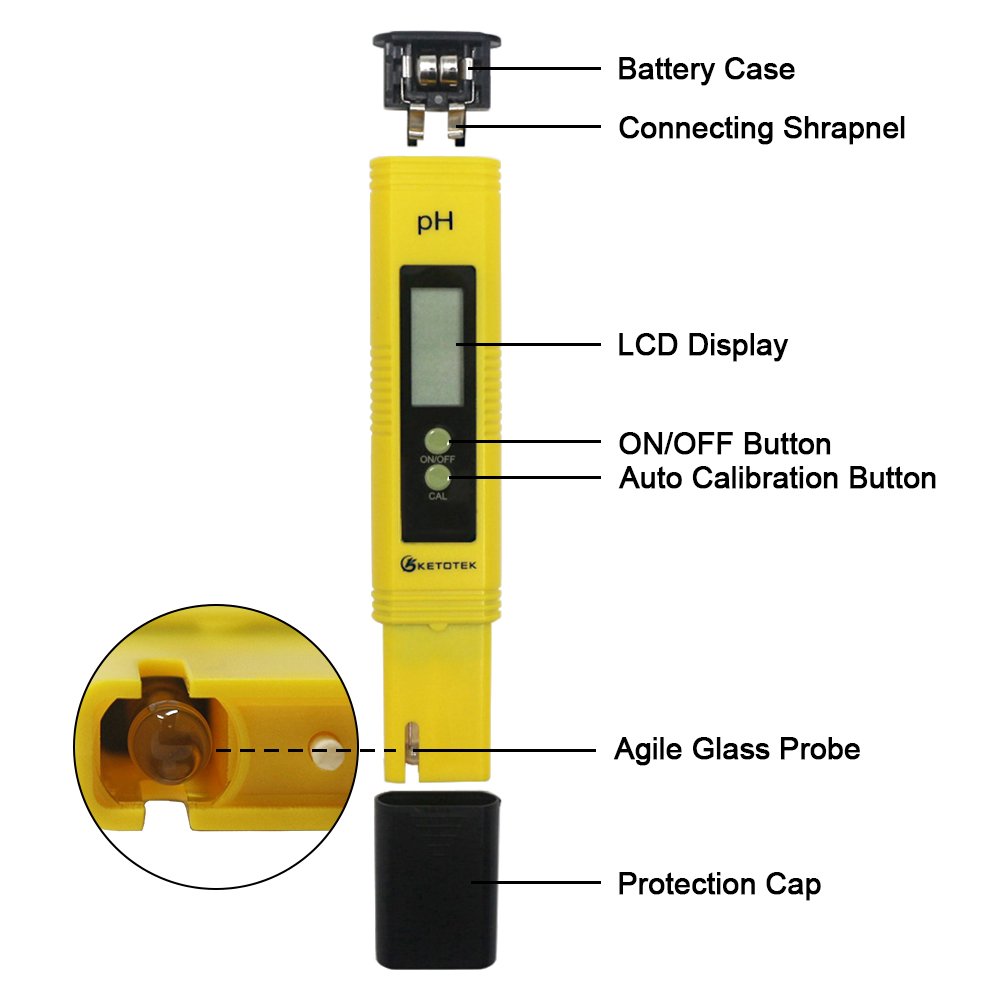 KETOTEK Digital PH Meter, PH Meter with ATC, Water PH Test Meter with 0.00-16.00ph Measure Range for Drinking Water, Hydroponics, Aquariums, Swimming Pools. High Accuracy 0.01 PH Pen Tester…