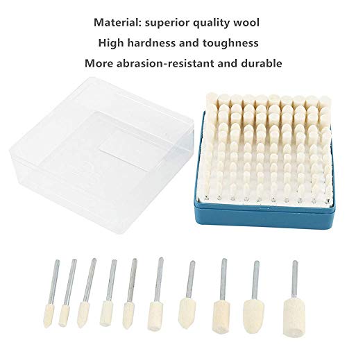 100Pcs Felt Polishing Wheels Wool Polishing Buffing Pads, Mandrel Mounted Grinding Bits，Polishing Grinding Head Wheel Tool Kit For Dremel Rotary Tool - 1/8 Inch Shank