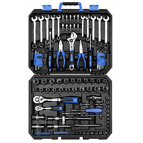 DEKOPRO 118 Piece Tool Kit Professional Auto Repair Tool Set Combination Package Socket Wrench with Most Useful Mechanics Tools