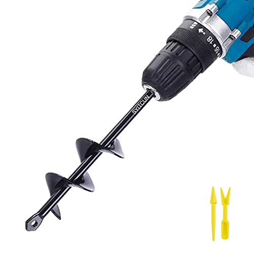 SYITCUN Auger Drill Bit for Planting-1.6"x9" Auger Drill Bit-Garden Auger Spiral Drill Bit for Bulb Planting,Heavy Duty Garden Auger for 3/8" Hex Driver Drill