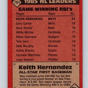 1986 Topps Baseball #701 Keith Hernandez New York Mets AS Official MLB Trading Card (stock photo used, NM or better guaranteed)