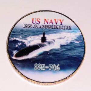 Navy USS Albuquerque Submarine Colorized Challenge Art Coin