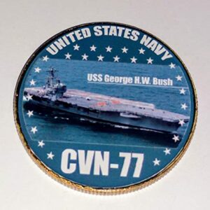 Navy USS George H W Bush CVN-77 Colorized Challenge Art Coin