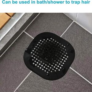 2 Pack 5.7" Flat Square Drain Cover Hair Catcher Pad, Silicone Tube Drain Hair Catcher Stopper with Sucker for Bathroom Kitchen, Rubber Bathtub Sink Strainer Plug Filter Trap Home Drain Protectors