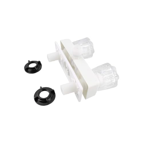 Empire Faucets RV Shower Valve Kit - 4 Inch Shower Diverter and Vacuum Breaker Unit, White with Crystal Knobs