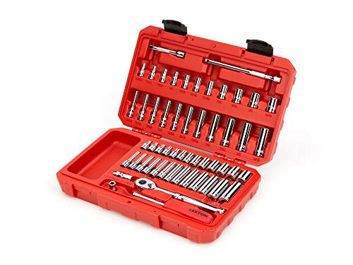 TEKTON 1/4 Inch Drive 12-Point Socket and Ratchet Set, 55-Piece (5/32-9/16 in., 4-14 mm) | SKT05302