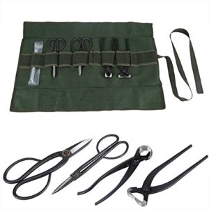 viagasafamido bonsai tool kit green garden bonsai storage package roll bag garden orchard scissors pliers fruit trees branches cutting tool storage bag tool set case