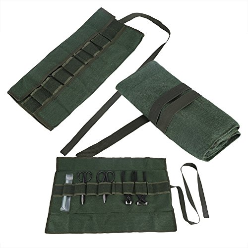 ViaGasaFamido Bonsai Tool Kit Green Garden Bonsai Storage Package Roll Bag Garden Orchard Scissors Pliers Fruit Trees Branches Cutting Tool Storage Bag Tool Set Case