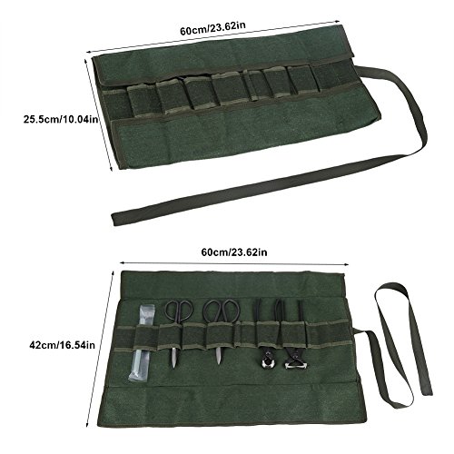 ViaGasaFamido Bonsai Tool Kit Green Garden Bonsai Storage Package Roll Bag Garden Orchard Scissors Pliers Fruit Trees Branches Cutting Tool Storage Bag Tool Set Case