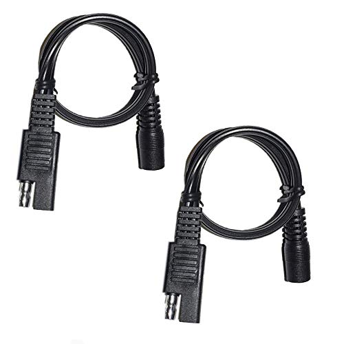 Carkio SAE to Female DC Connectors, 2Pcs 30CM Black 5.5mm x 2.1mm 18AWG Converter Adapters Cables for Solar Battery Panels Connect Cables