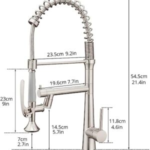 AIMADI Pull Down Kitchen Faucet with Sprayer,Commercial Single Handle Stainless Steel Brushed Nickel Kitchen Sink Faucet with LED Light