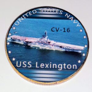 Navy USS Lexington CV-16 Colorized Challenge Art Coin