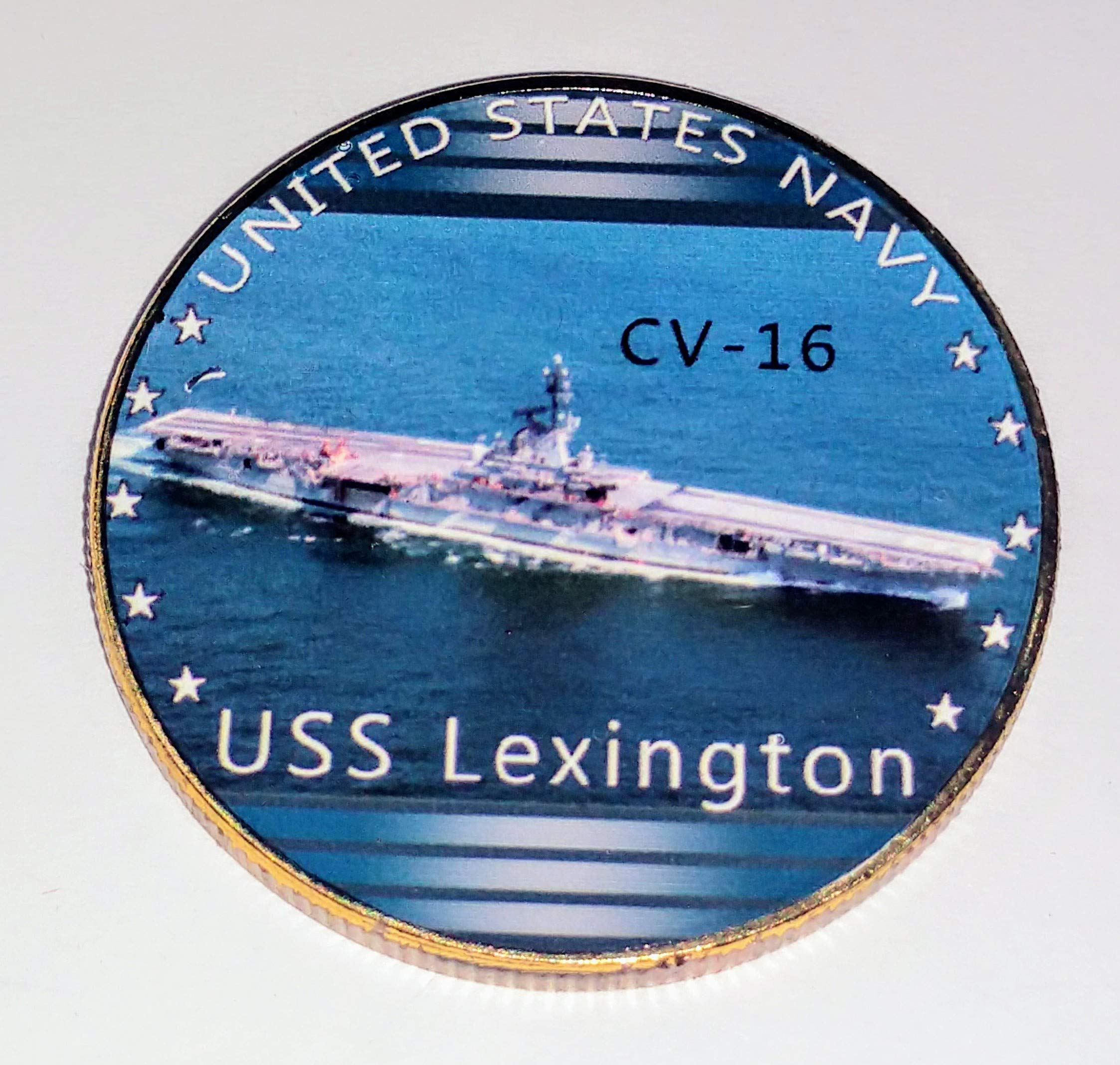 Navy USS Lexington CV-16 Colorized Challenge Art Coin