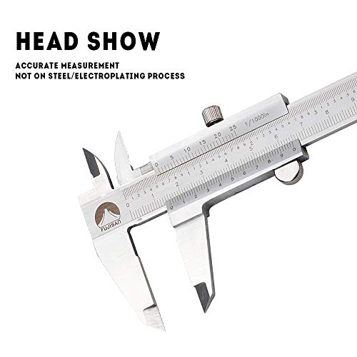 Oudtinx Professional Caliper Vernier Caliper Stainless Steel Hardened Chromeplated Inch/Metric 0-6"/150mmx0.001"/0.02mm