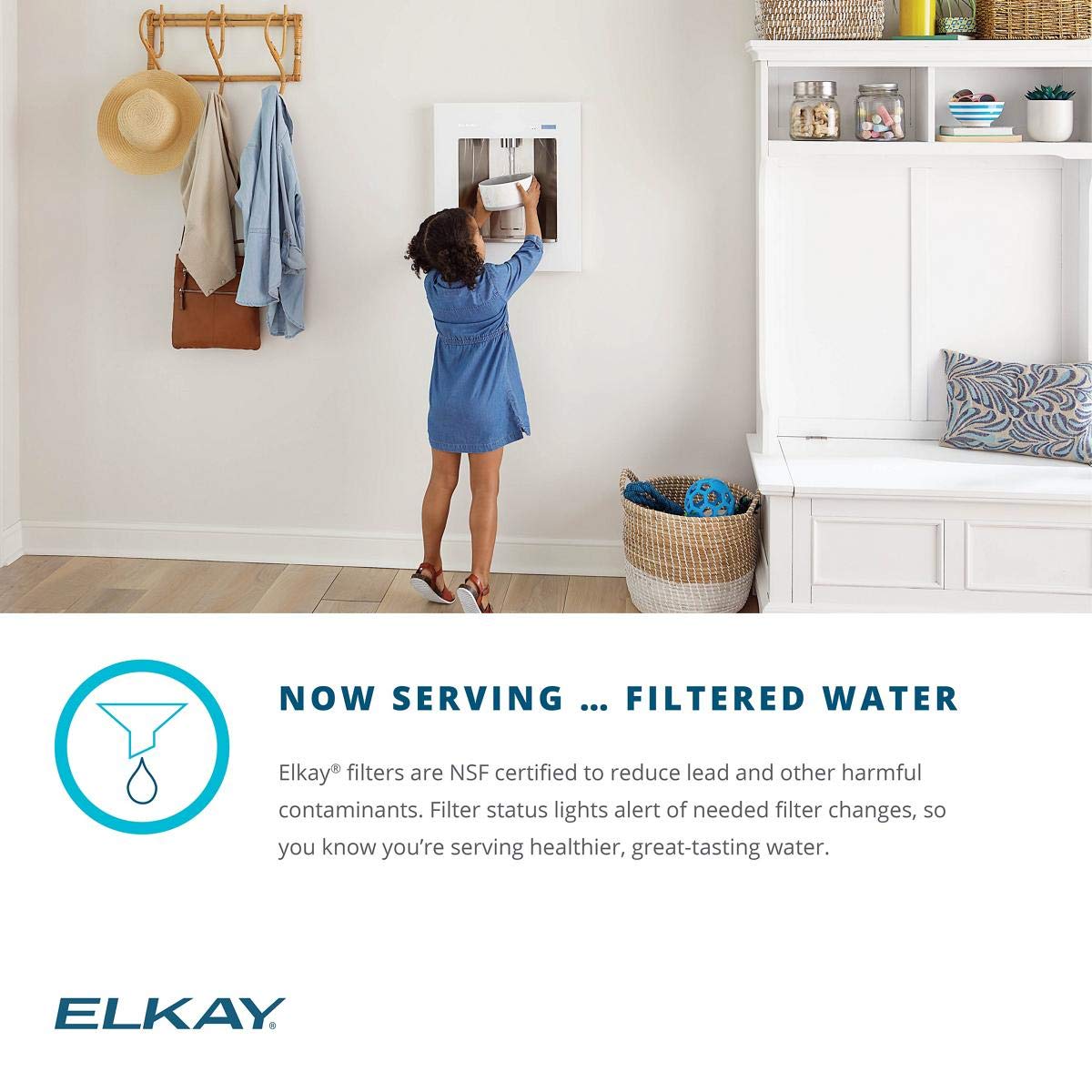 Elkay LBWD06WHK ezH2O Liv Built-in Filtered Water Dispenser, Remote Chiller, Aspen White