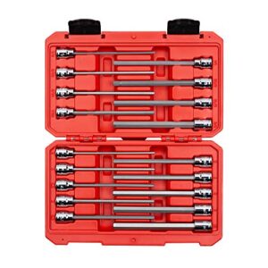 tekton 3/8 inch drive long hex bit socket set, 18-piece (1/8-3/8 in., 3-10 mm) | shb91303