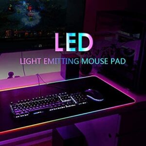 31.5"X12" RGB Gaming Mouse Pad, Large LED Mousepad with 11 Lighting Modes, Soft Non-Slip Rubber Base Mouse Mat for Computer Desk Keyboard, Waterproof XL Gaming Mousepad.