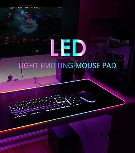 31.5"X12" RGB Gaming Mouse Pad, Large LED Mousepad with 11 Lighting Modes, Soft Non-Slip Rubber Base Mouse Mat for Computer Desk Keyboard, Waterproof XL Gaming Mousepad.