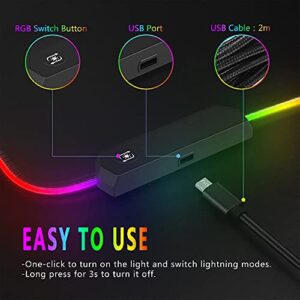 31.5"X12" RGB Gaming Mouse Pad, Large LED Mousepad with 11 Lighting Modes, Soft Non-Slip Rubber Base Mouse Mat for Computer Desk Keyboard, Waterproof XL Gaming Mousepad.