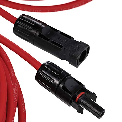 Carkio Solar Adaptor Cable,1 Pair Waterproof 12AWG(4mm²) Wire 25 Feet Solar Panel Extension Cable Wire with Female and Male Connectors Compatible with Solar Panel System-Red&Black