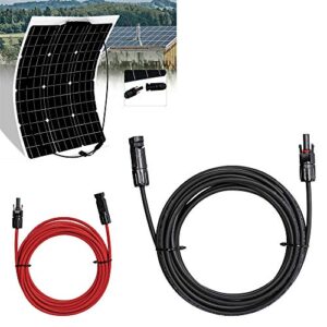 Carkio Solar Adaptor Cable,1 Pair Waterproof 12AWG(4mm²) Wire 25 Feet Solar Panel Extension Cable Wire with Female and Male Connectors Compatible with Solar Panel System-Red&Black